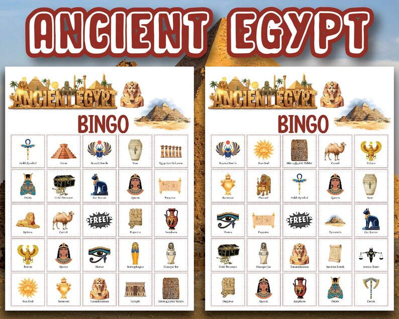 60 Ancient Egypt Bingo Cards, World History Bingo, Ancient Bingo ...