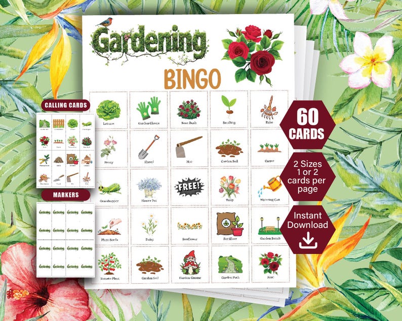 60 Gardening Bingo Cards, Garden Game, Plant Bingo, Gardening Party ...