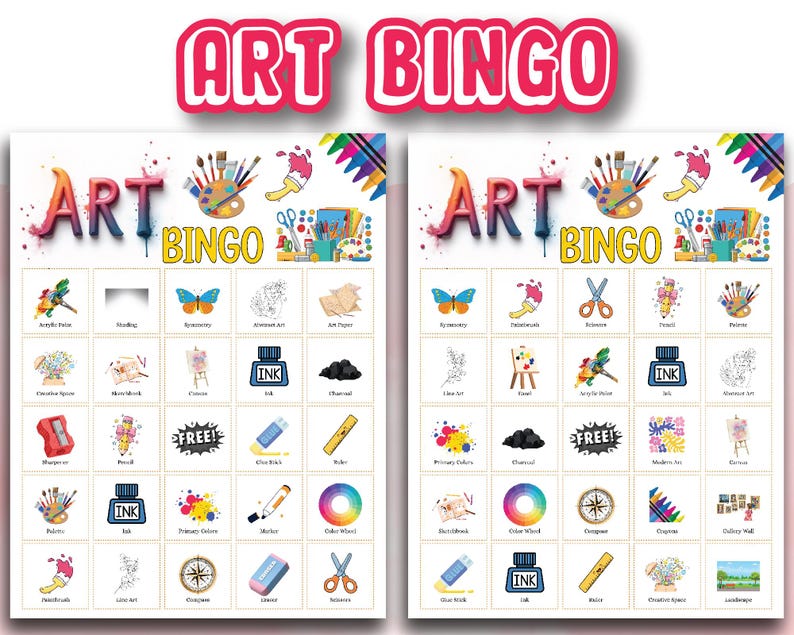 60 Art Bingo Cards, Art Party Game, Creative Bingo, Fun Bingo, Class ...