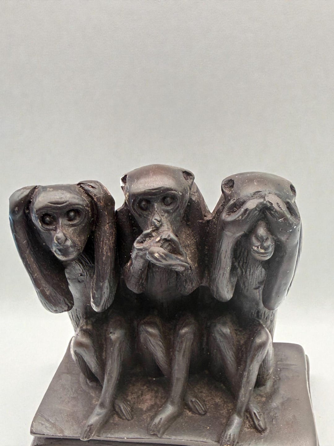 Three Wise Monkeys Statue | Dark Resin Gothic Decor - Etsy