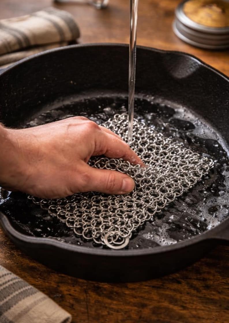 Cast Iron Chainmail Scrubber – Stainless Steel Pot Cleaner - Etsy