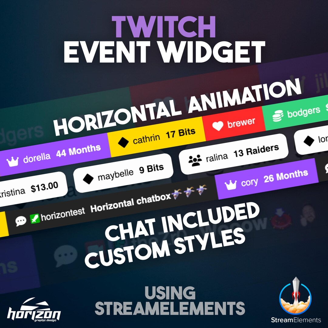 Twitch Event Widget | Streamelements Horizontal Chat Overlay (digital ...