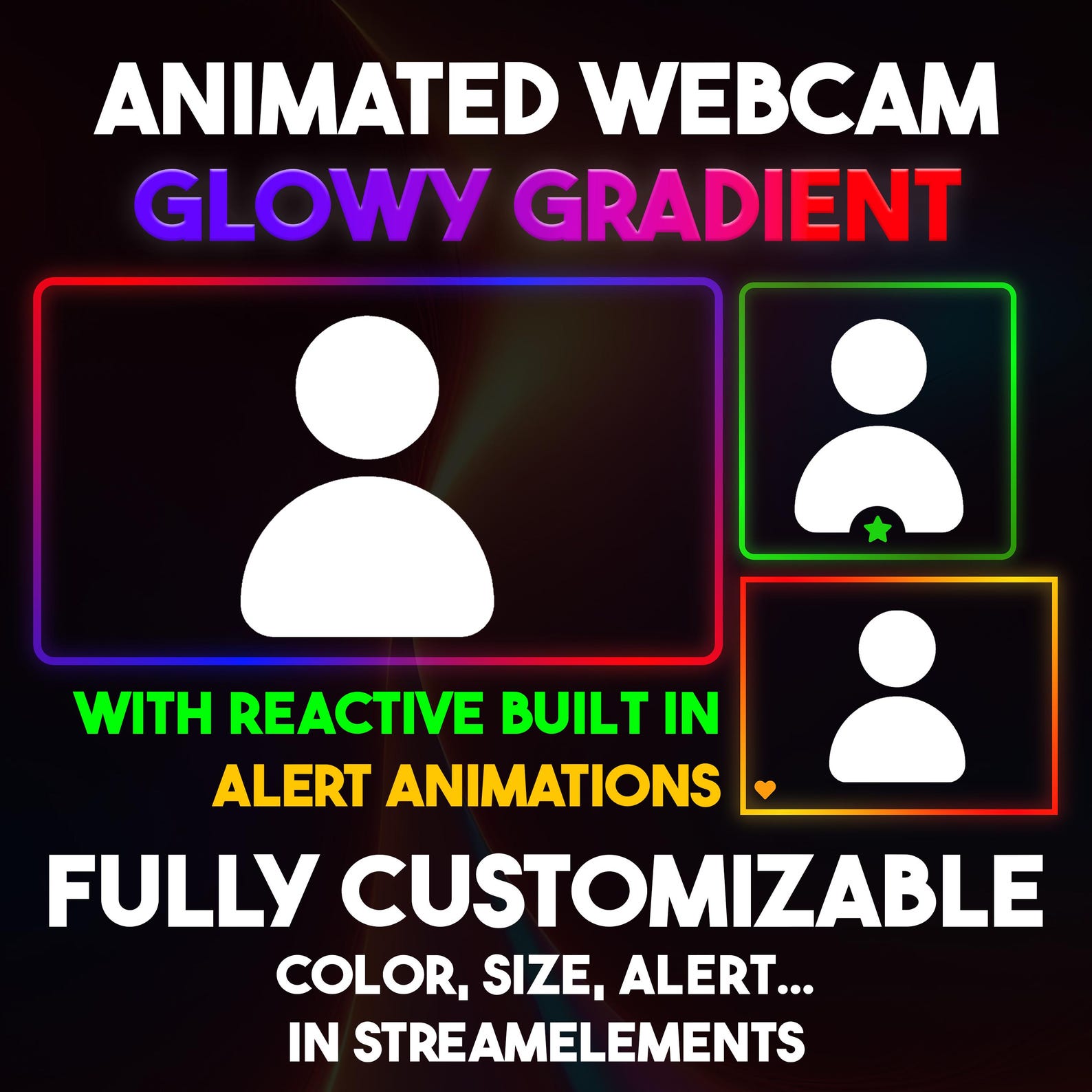 Animated Gradient Webcam Border | Twitch Overlay | Reacts to Events ...