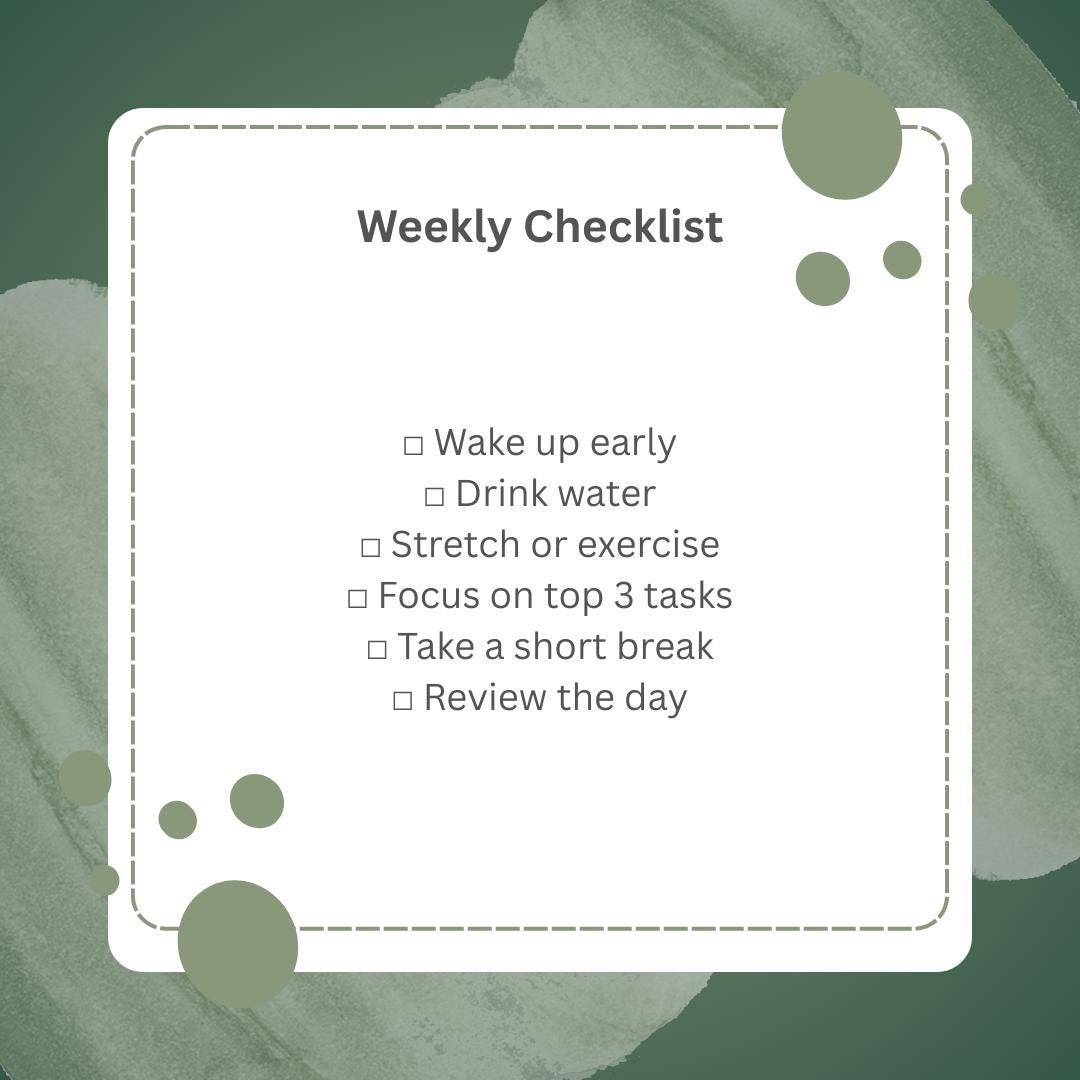 Weekly Checklist Printable | Simple Weekly Planner PDF | Instant ...