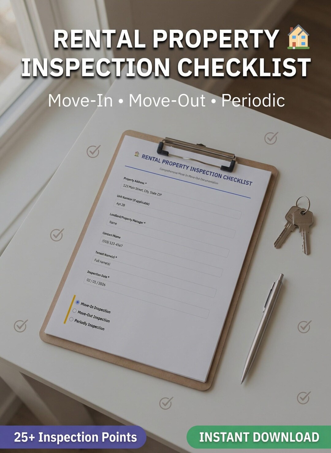 Rental Inspection Checklist | Move in Move Out Form | Landlord Template ...