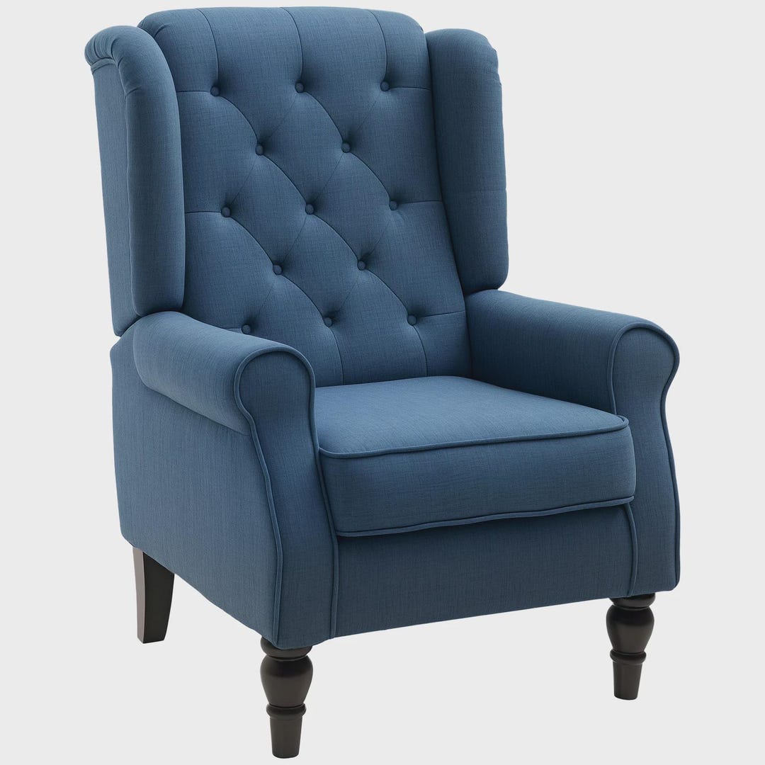 Button-tufted Accent Chair With High Wingback, Rounded Cushioned ...