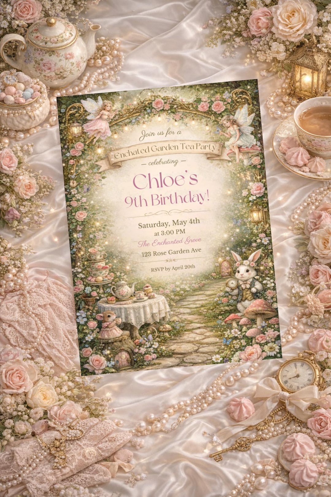 Enchanted Tea Party Invitation, Garden Fairy Birthday - Etsy