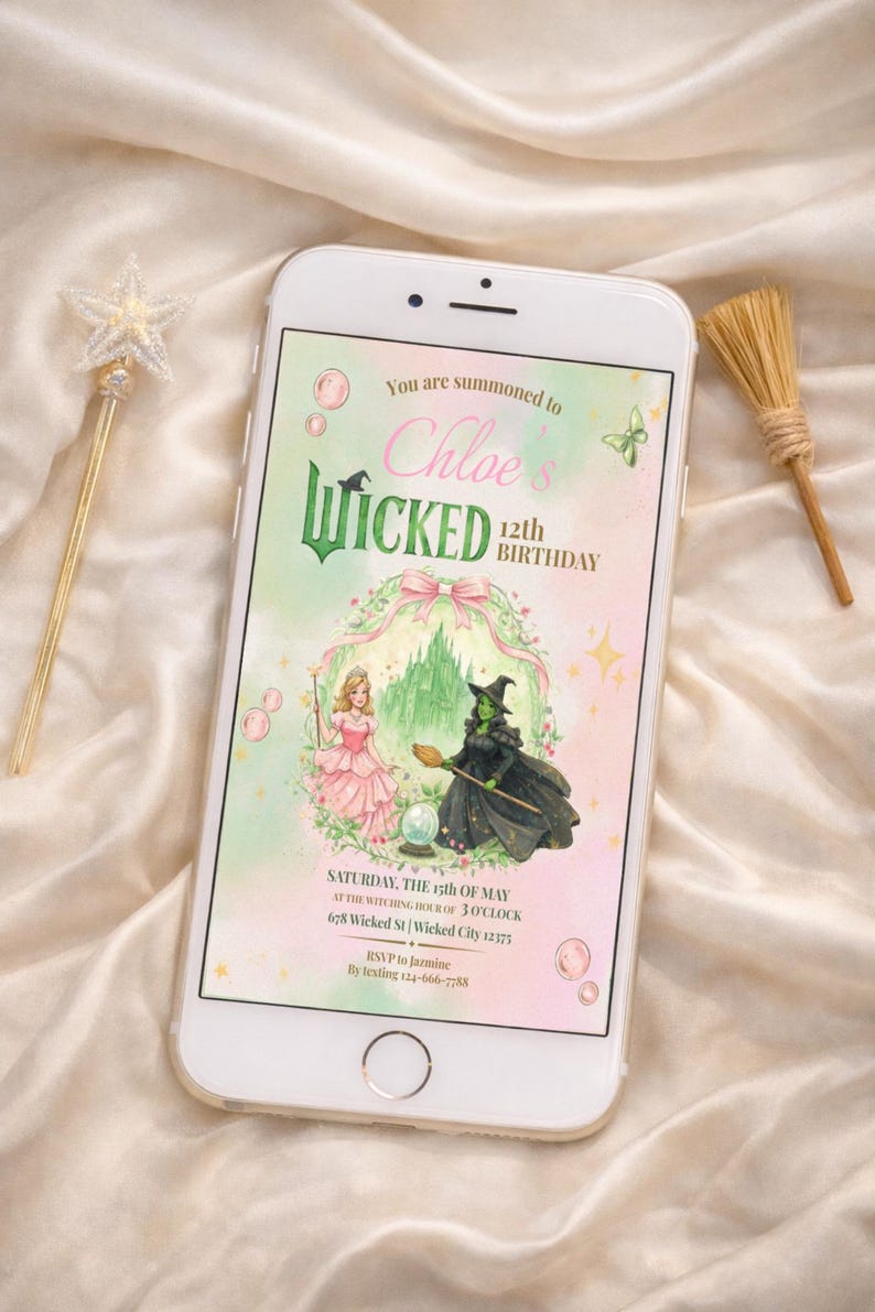 Custom Wicked Birthday Invite | Wicked Glinda Invitation | Elphaba ...