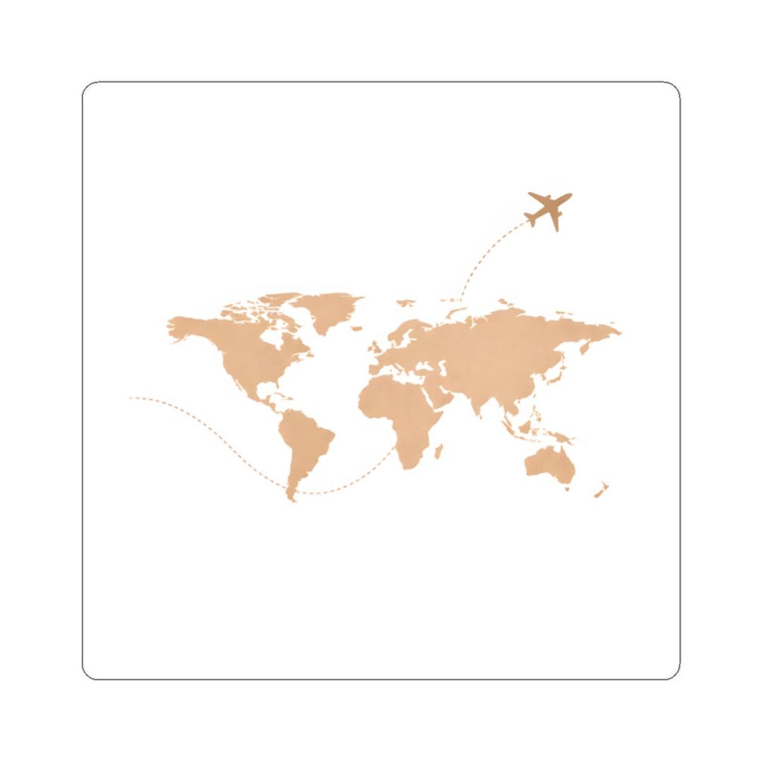 Rose Gold World Map Sticker | Travel Plane Kiss-cut Sticker - Etsy