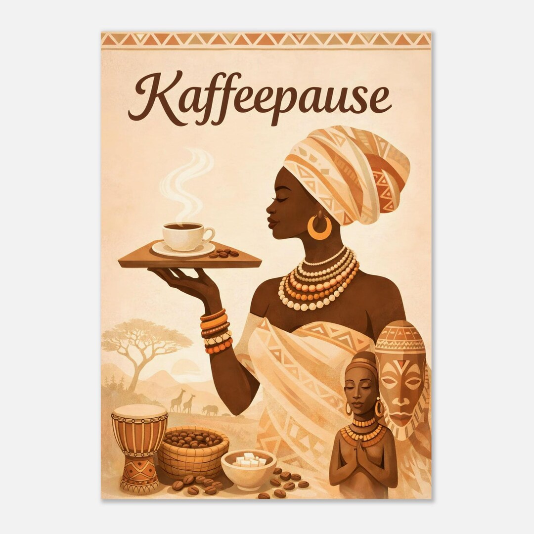Kaffeepause Poster Afrikanisch – Afrikanische Wandkunst Mit Frau ...