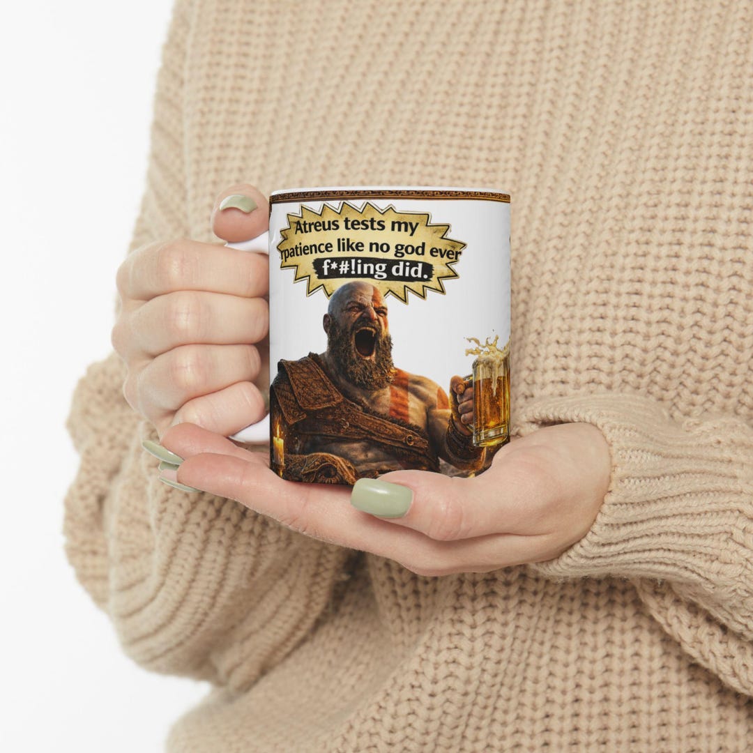 Kratos Viking Beer Toast Mug | Ceramic Coffee Cup, 11oz & 15oz - Etsy