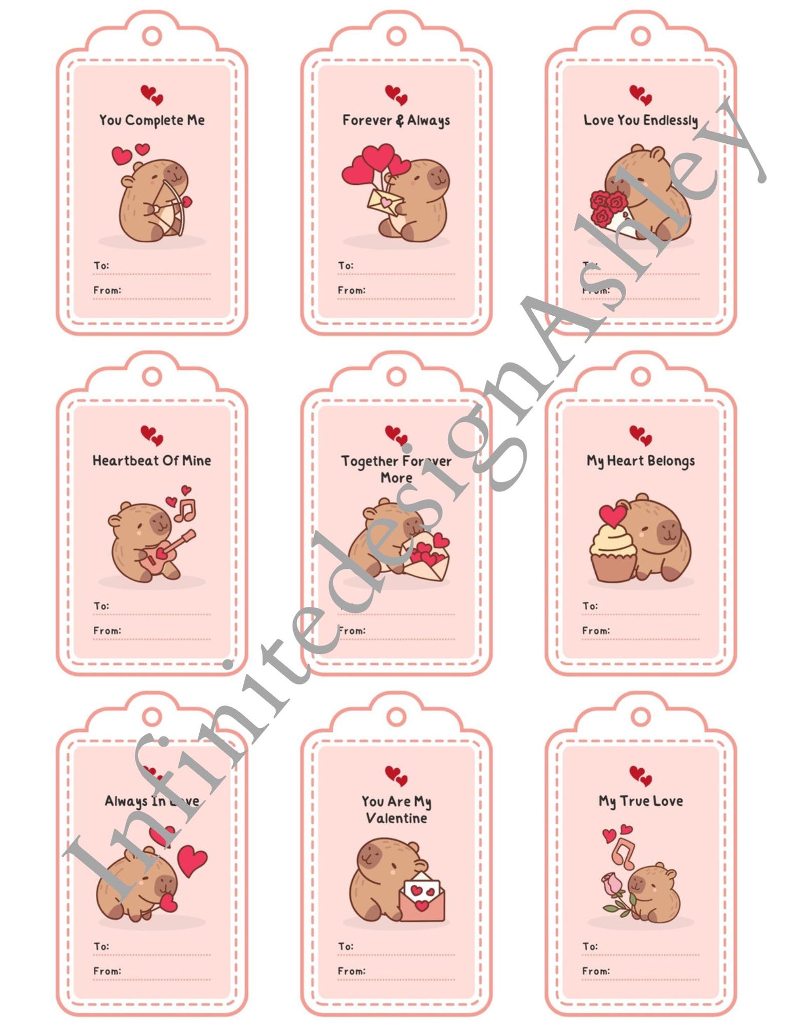 Capybara Valentine's Gift Tags - Etsy