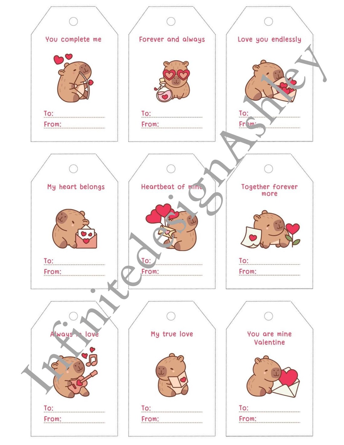 Capybara Valentine's Gift Tags - Etsy