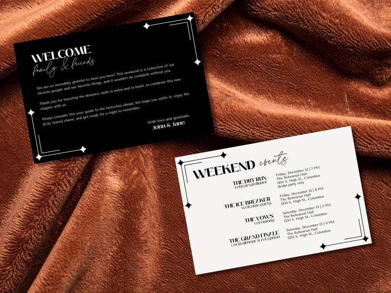 Editable Wedding Welcome Letter & Timeline Card Template | Wedding ...