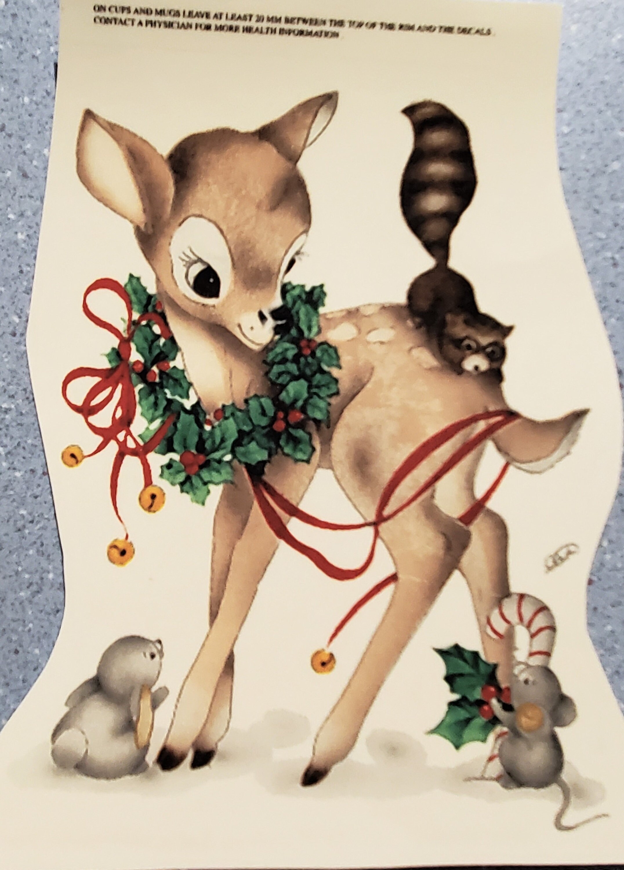 Vintage Water Slide Decals for Ceramics Adorable Christmas Deer Fawns ...