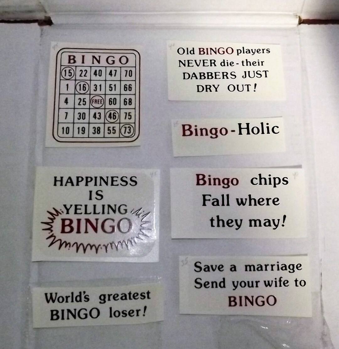 Fun Vintage Water Slide Decals BINGO Set of Different Bingo Funny ...