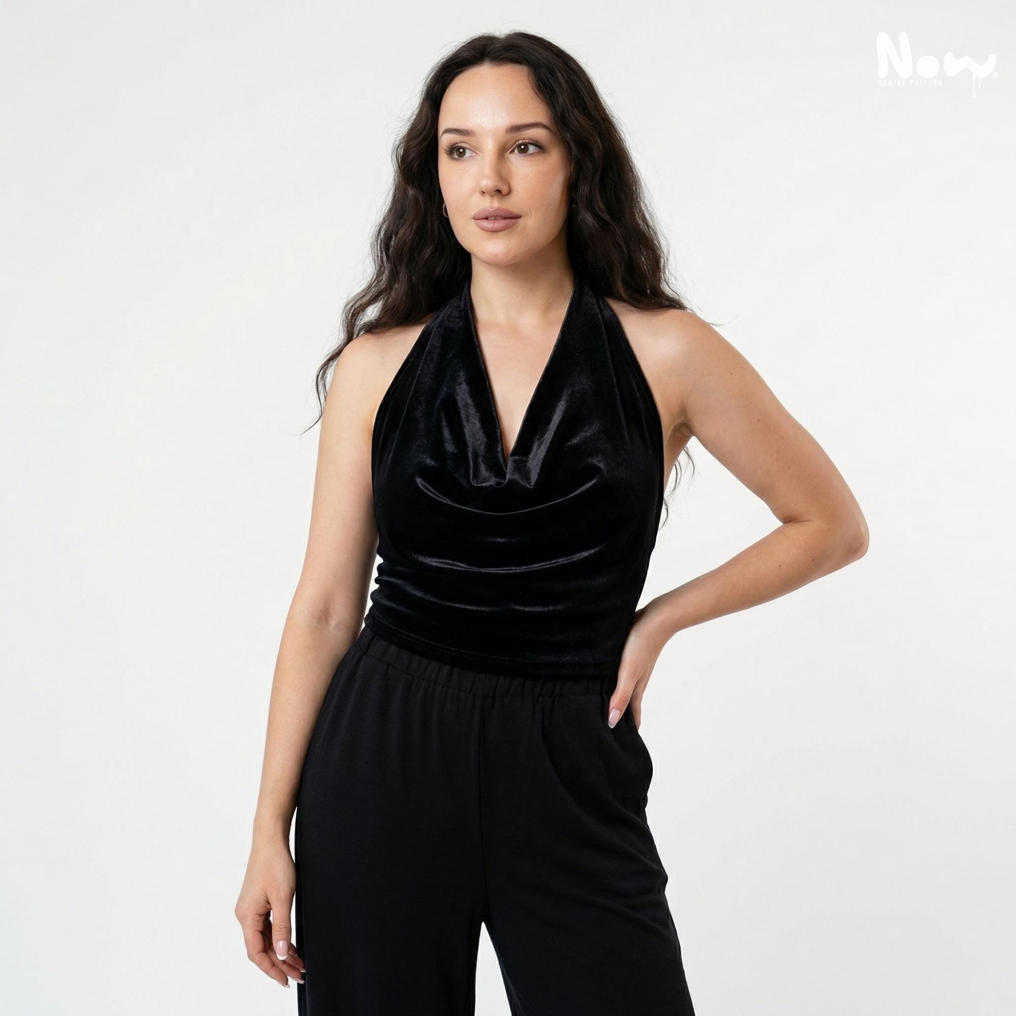 Halter Cowl Top Pattern PDF | Backless Halter Neck Crop Top | Cowl Neck ...