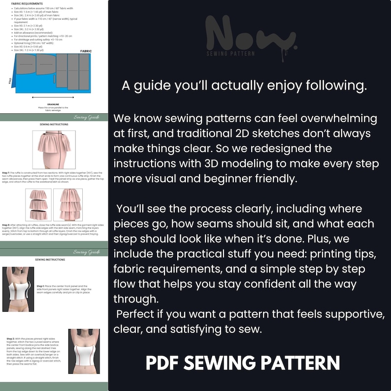 Circle Skirt PDF Sewing Pattern | High Waist Flared Skirt | Size XS-3XL ...