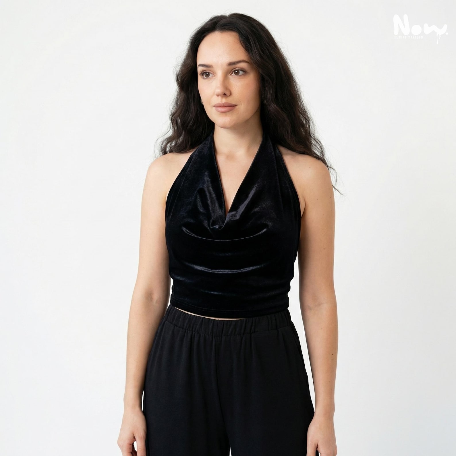 Halter Cowl Top Pattern PDF | Backless Halter Neck Crop Top | Cowl Neck ...