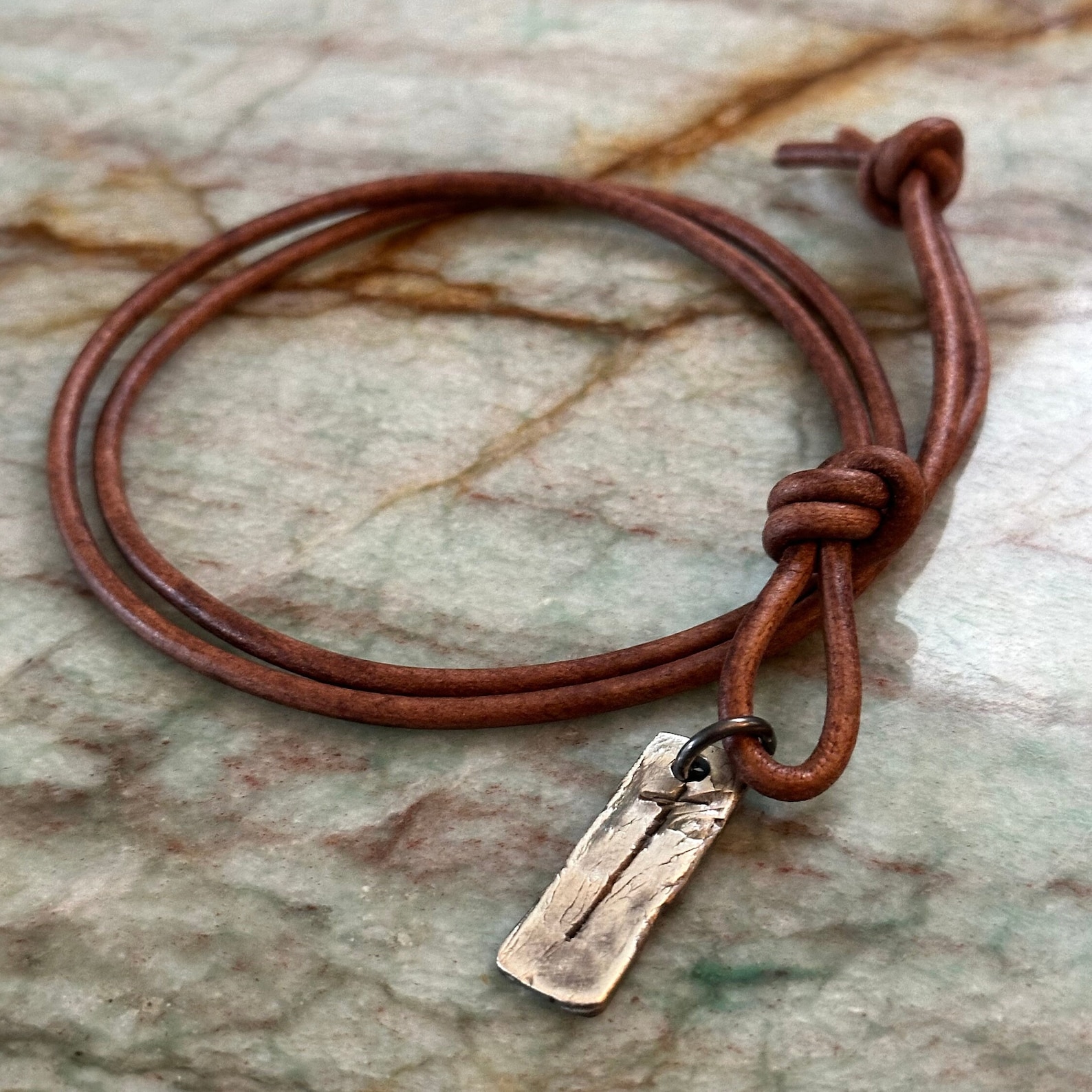 Artisan Handforged Fine Silver Cross and Leather Necklace, Cross ...