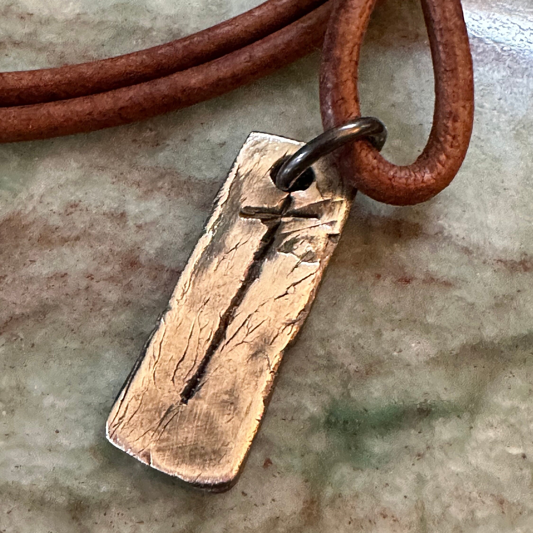 Artisan Handforged Fine Silver Cross and Leather Necklace, Cross ...