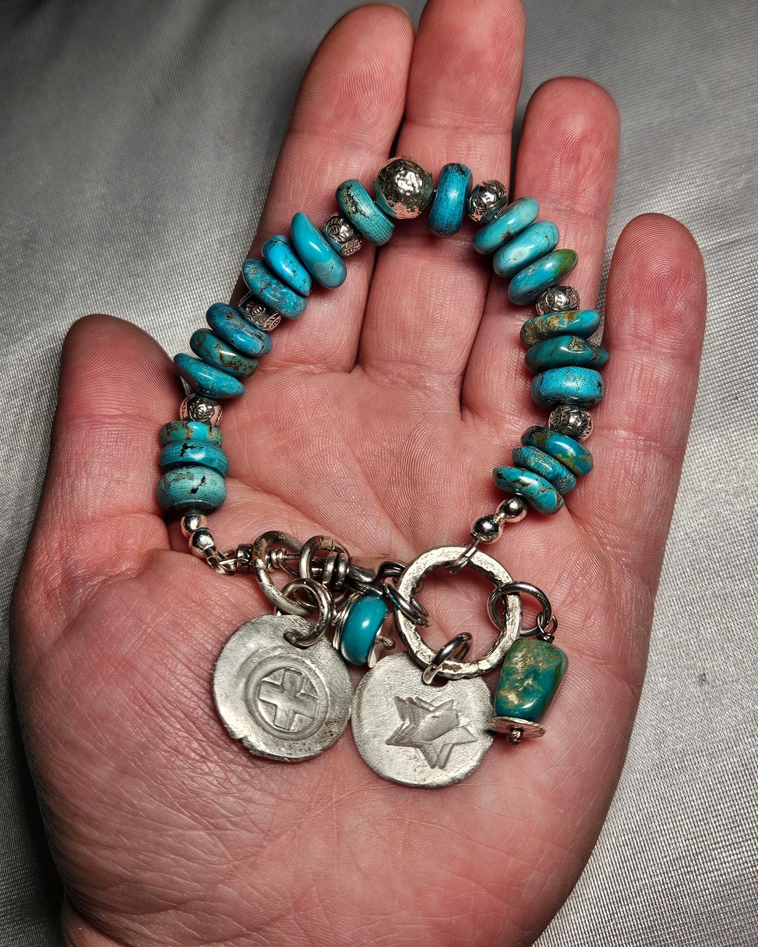 Turquoise Bracelet, Cowgirl Sundance Style Jewelry, Boho, Raw, Sterling ...