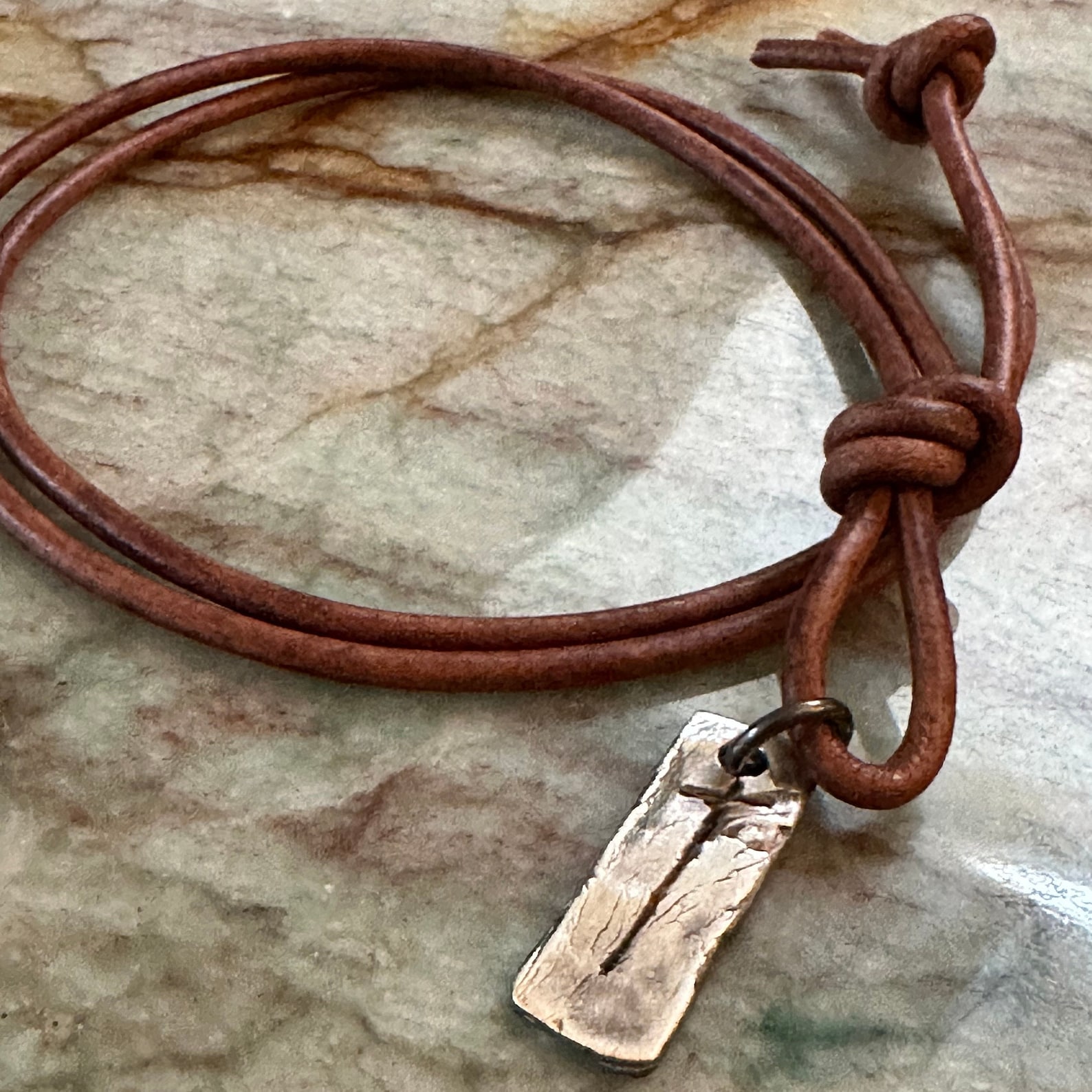 Artisan Handforged Fine Silver Cross and Leather Necklace, Cross ...