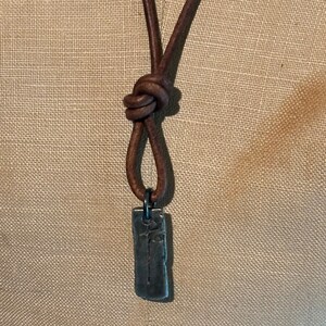 Artisan Handforged Fine Silver Cross and Leather Necklace, Cross ...
