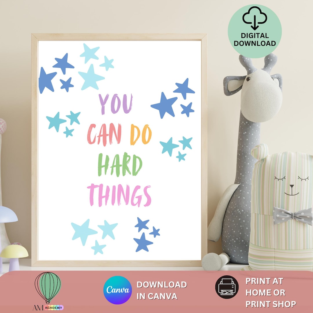 You Can Do Hard Things Poster, Motivational Classroom, Counselor ...