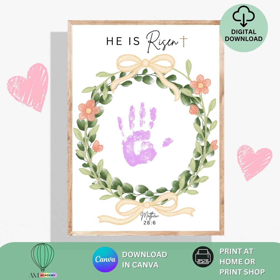 He is Risen Easter Handprint Art for Kids Toddler Baby, Christian ...