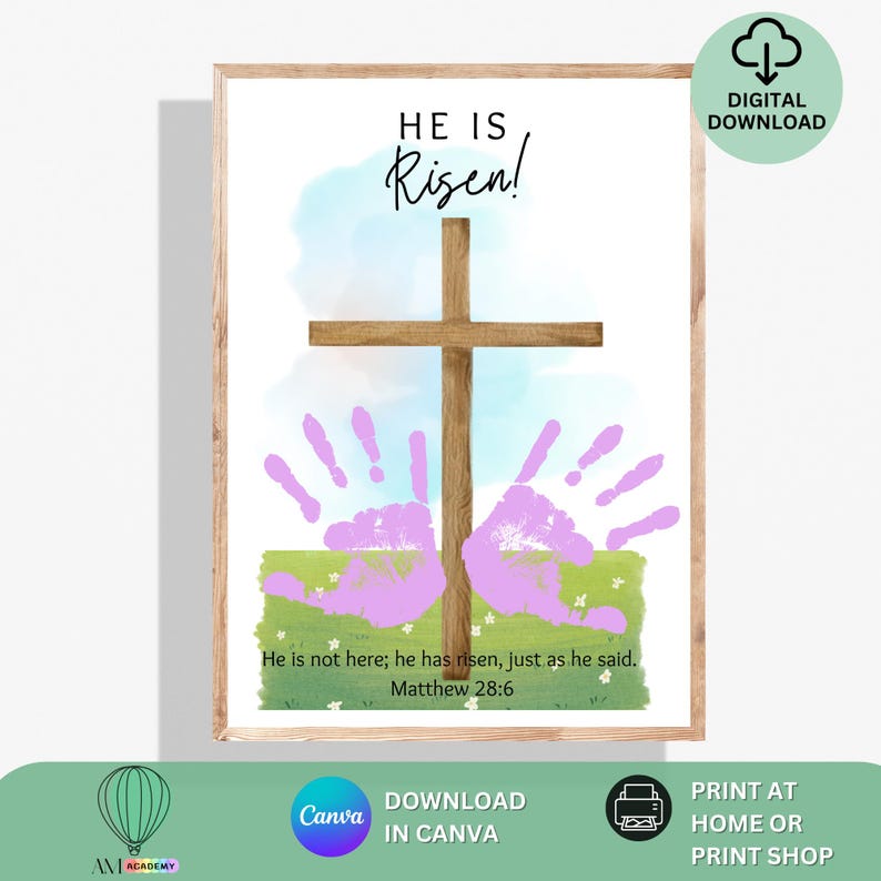 He is Risen Easter Handprint Art for Kids Toddler Baby, Christian ...