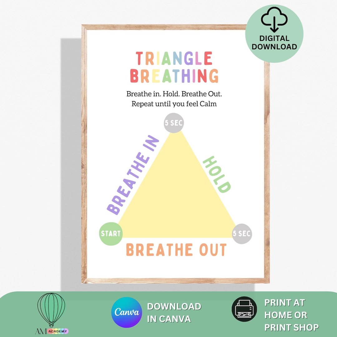 Triangle Breathing Poster Calm Down Corner Art Emotional Regulation ...