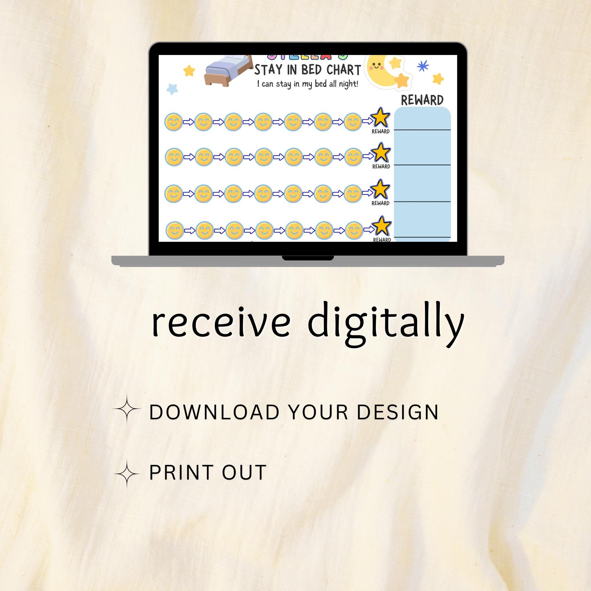 Stay in Bed Reward Bedtime Chart for Kids | Editable Bedtime Routine ...
