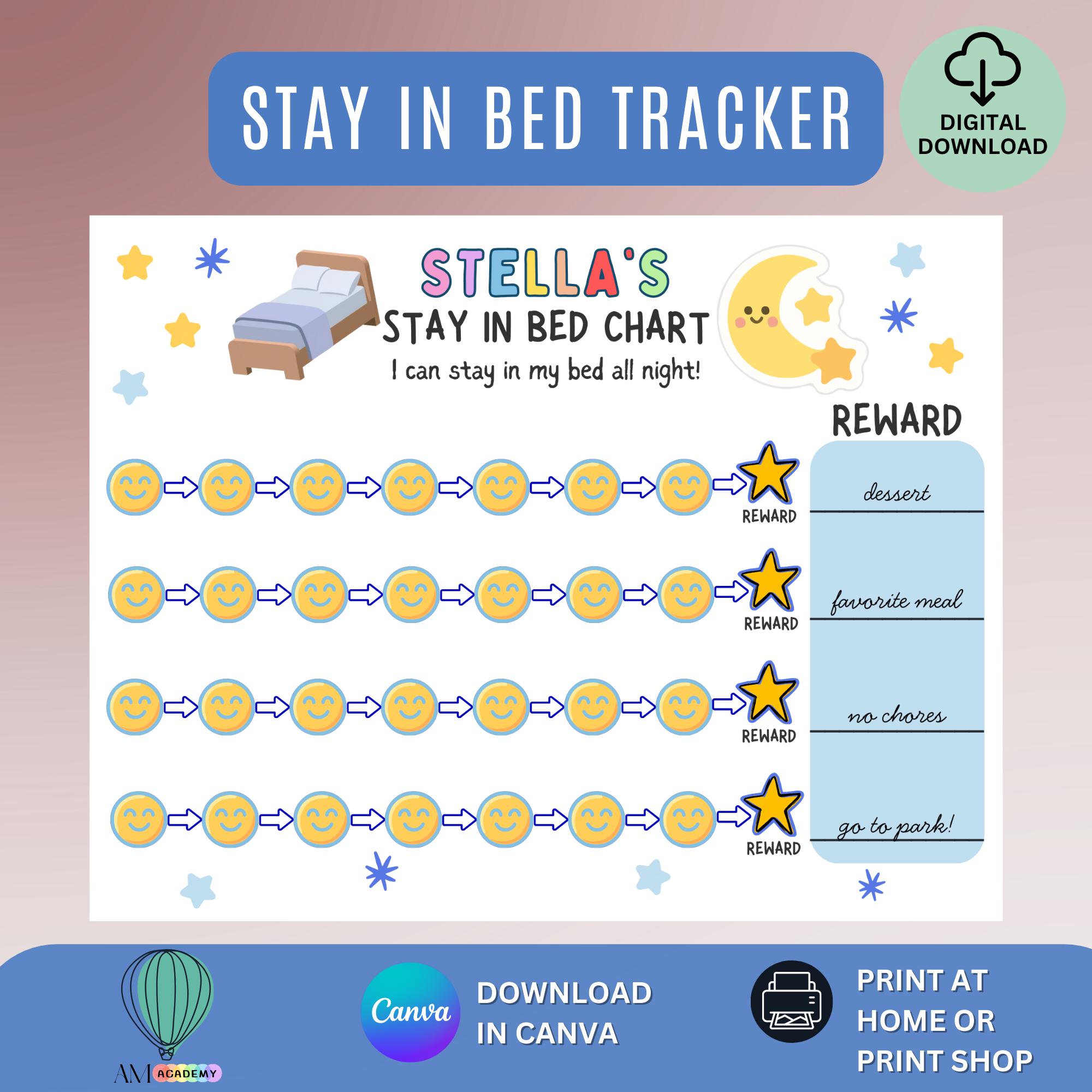 Stay in Bed Reward Bedtime Chart for Kids | Editable Bedtime Routine ...