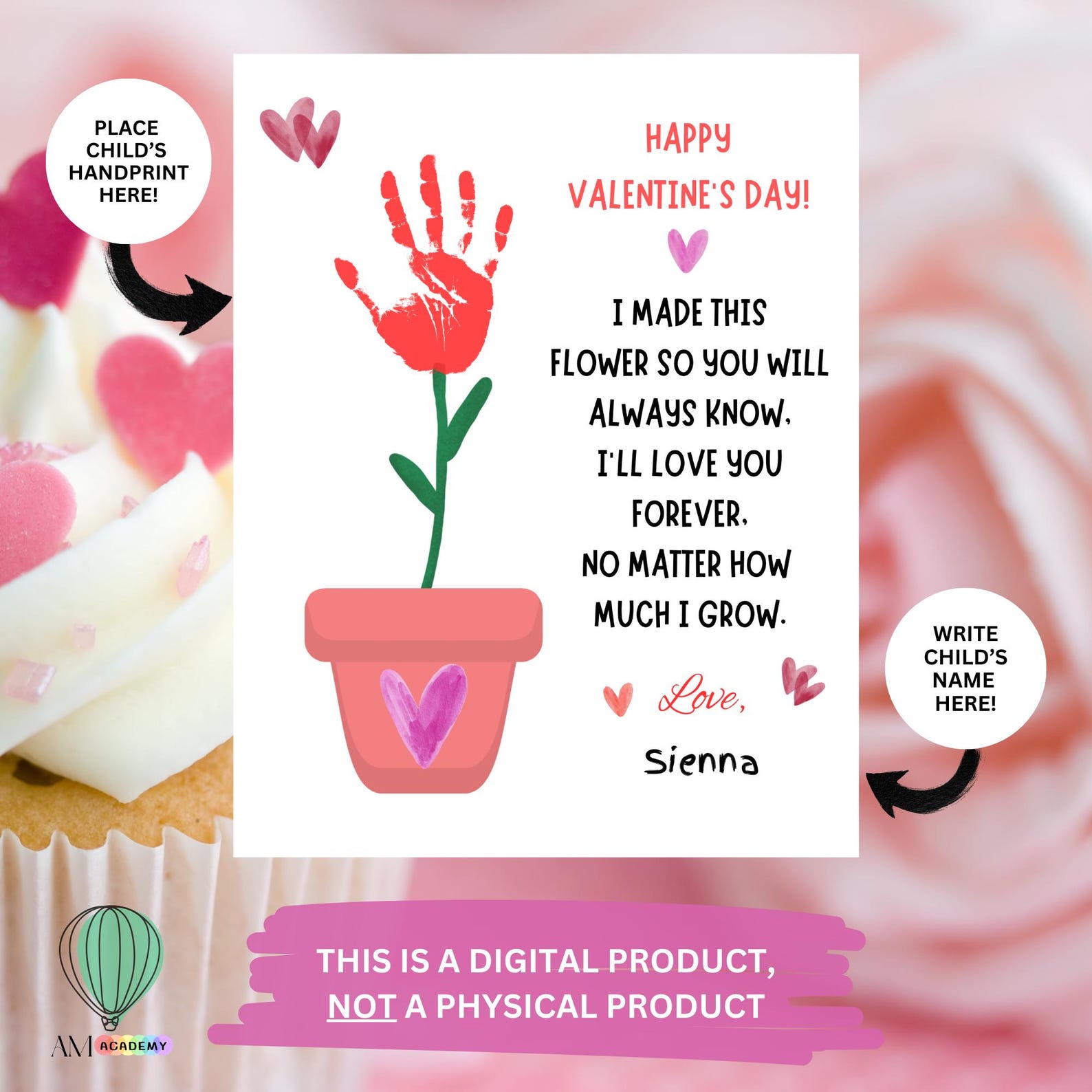 Valentine Handprint Craft for Kids, Heart Flower Poem Handprint ...