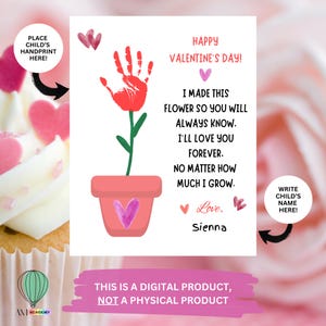 Valentine Handprint Craft for Kids, Heart Flower Poem Handprint ...