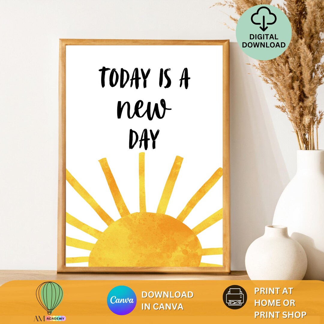 Today is a New Day Poster Motivational Classroom Decor Therapist ...