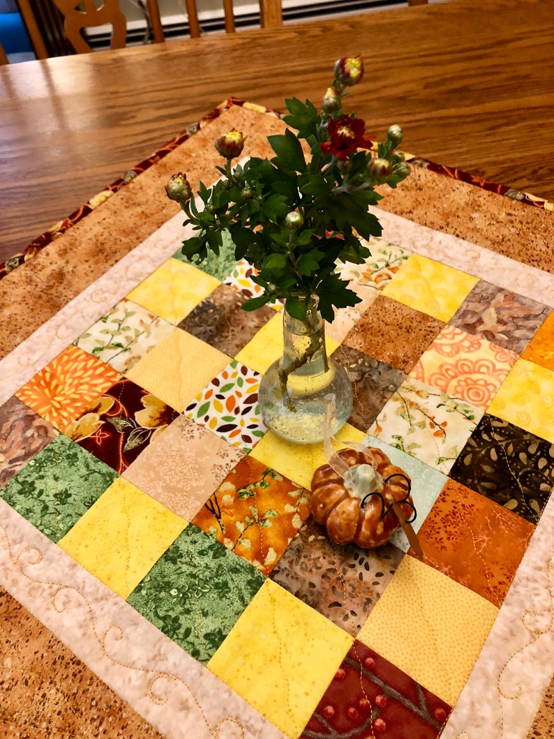 Quilted Fall Table Topper No. 1 Handmade Autumn Table Topper | Etsy