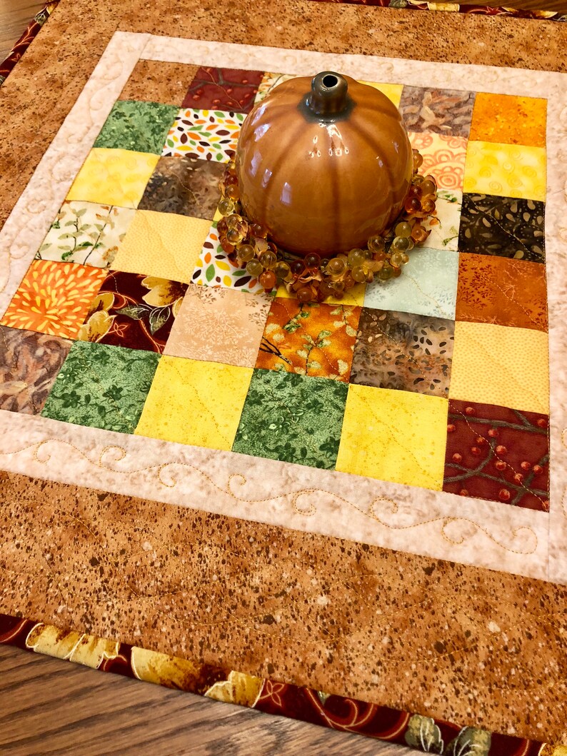 Quilted Fall Table Topper No. 1 Handmade Autumn Table Topper | Etsy