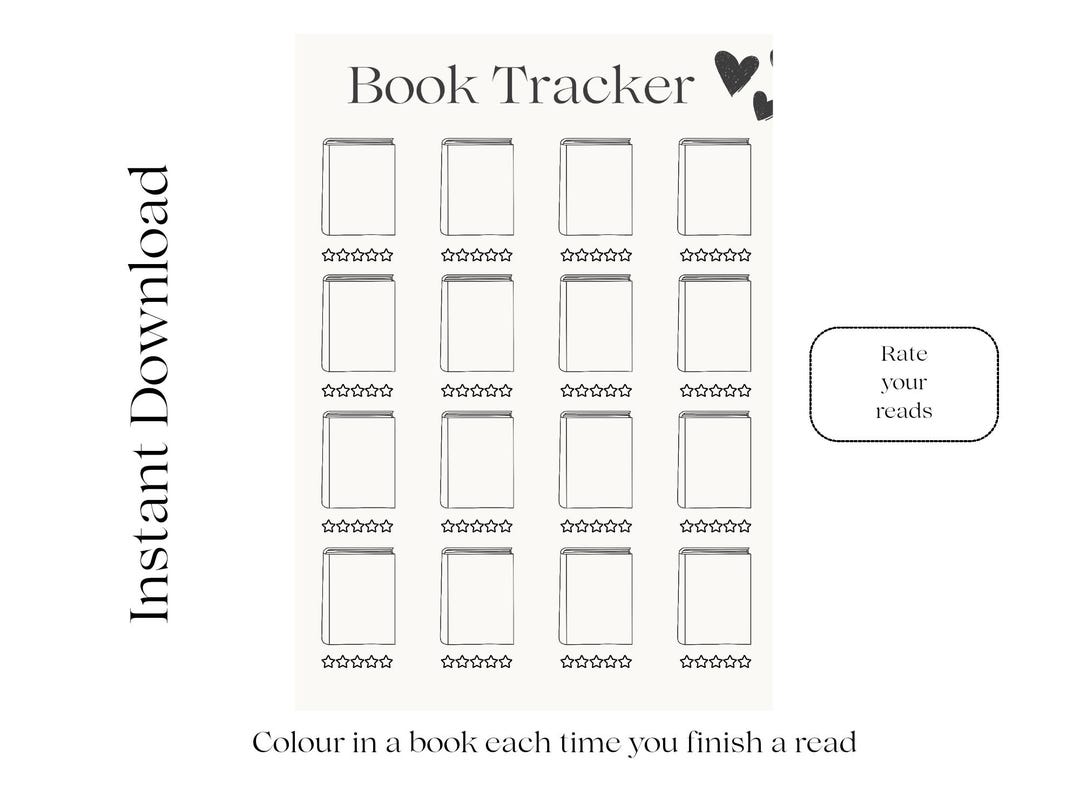 Book Tracker Printable | Reading Tracker With Star Ratings | Minimal ...