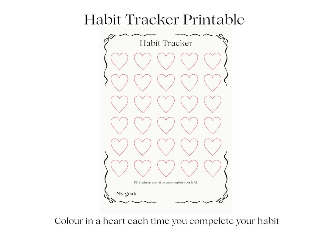 Habit Tracker Printable | Heart Habit Tracker | Daily Habit Tracker ...