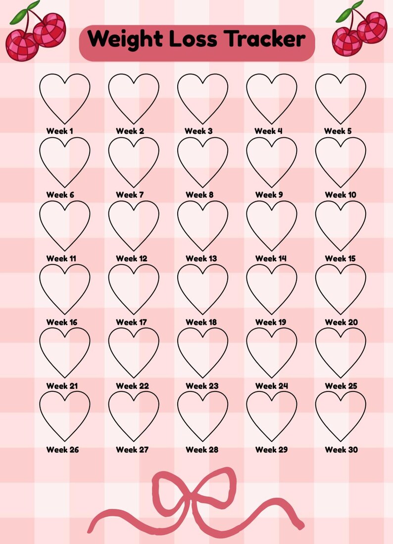 Weight Loss Tracker Printable – Colour-in Heart Tracker (52 Weeks ...