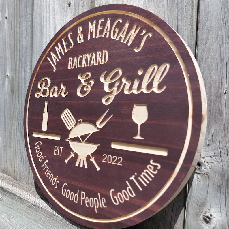 Personalized Backyard Bar and Grill Sign for Patio Bar Decor, Custom ...