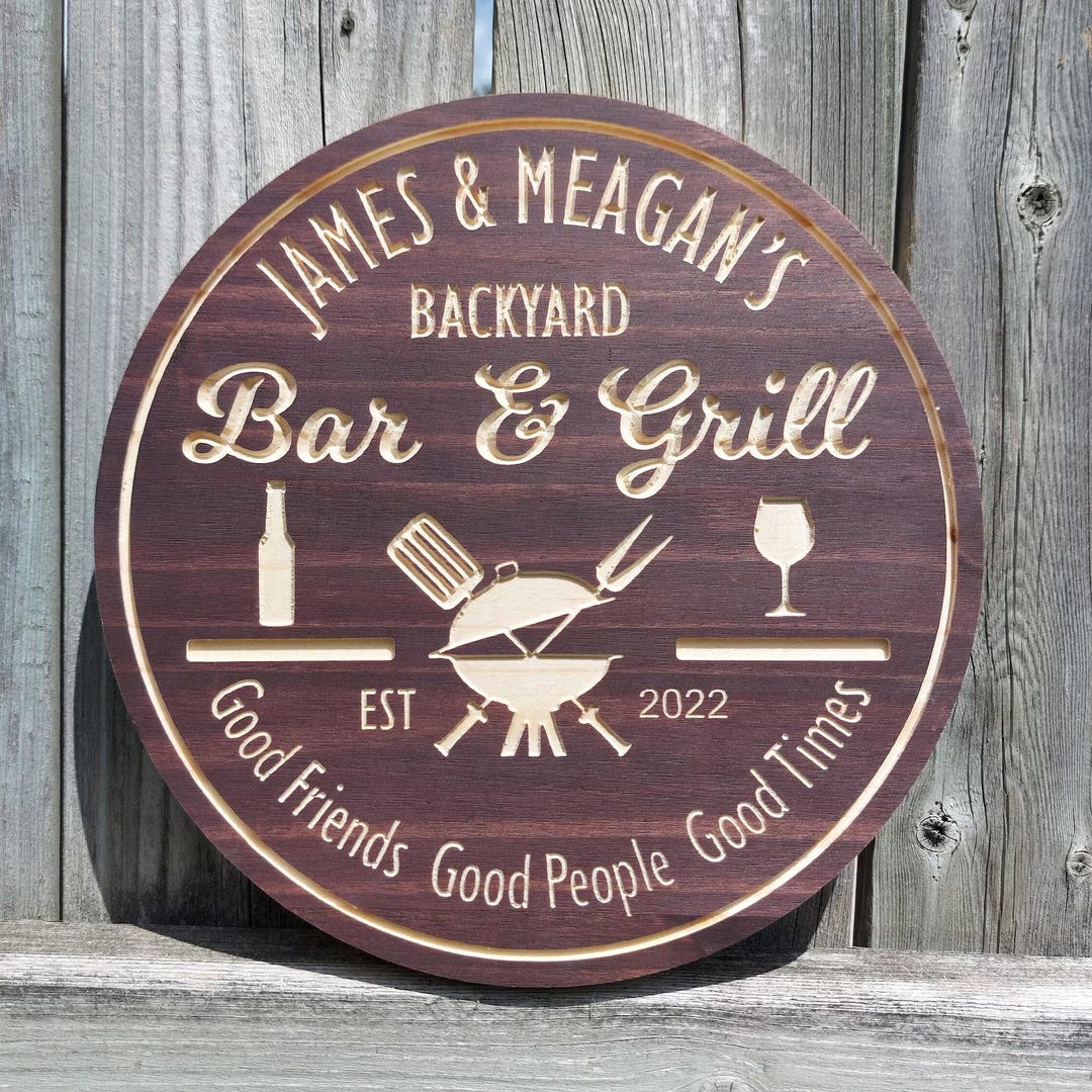 Personalized Backyard Bar and Grill Sign for Patio Bar Decor, Custom ...