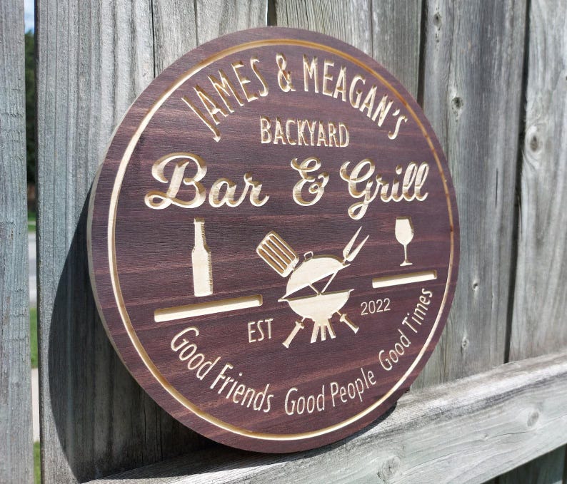Personalized Backyard Bar and Grill Sign for Patio Bar Decor, Custom ...