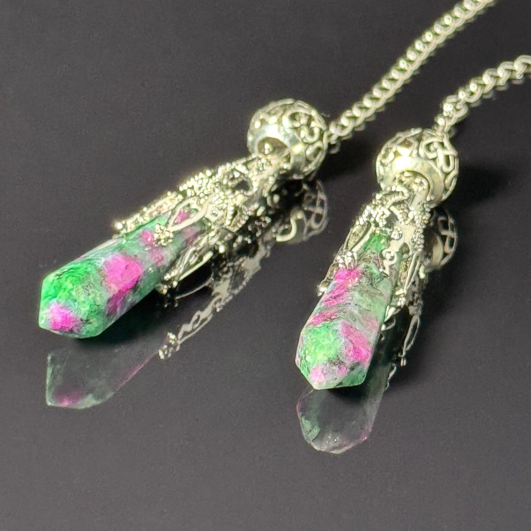 Ruby in Zoisite Pendulum – Natural Crystal Divination Tool | Dowsing ...