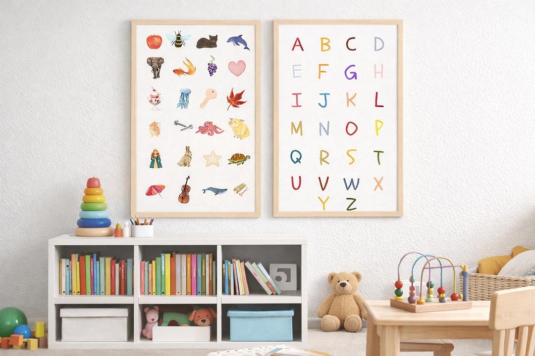 Alphabet Animals Wall Art I ABC Animal Nursery I Toddler Learning ...