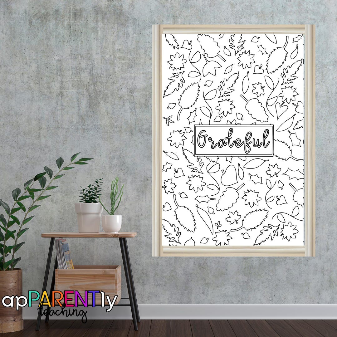 Grateful Thanksgiving Coloring Poster, Gratitude, Kids Table ...