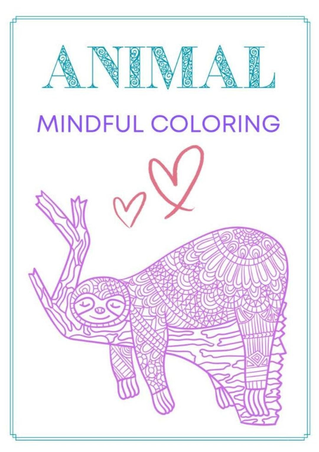Animal Mindful Coloring Book Printable, Relaxing Adult Coloring Pages ...
