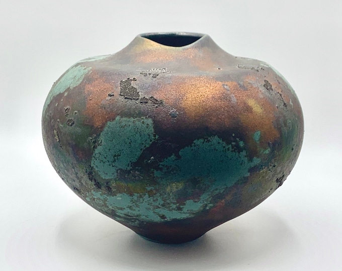 Vintage Tony Evans Raku Pottery Vase #459 Signed With Metallic Gold ...